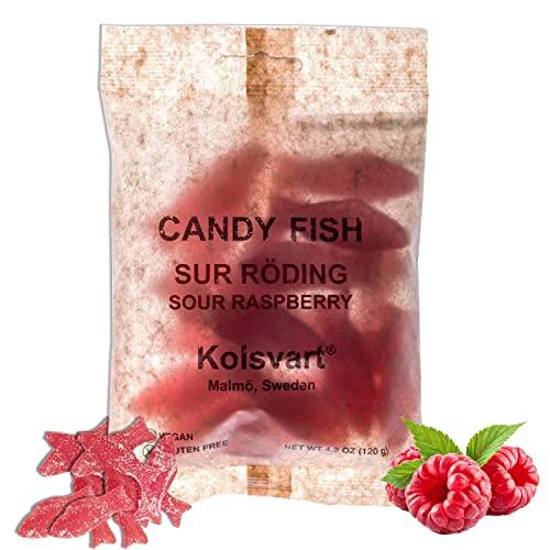 Kolsvart Sour Raspberry Gummy Candy Fish 4.2 oz bag | Perfect Truffle